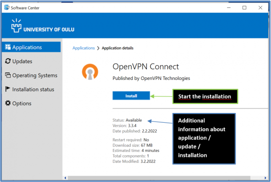 Install and update an application or an operating system from Software ...