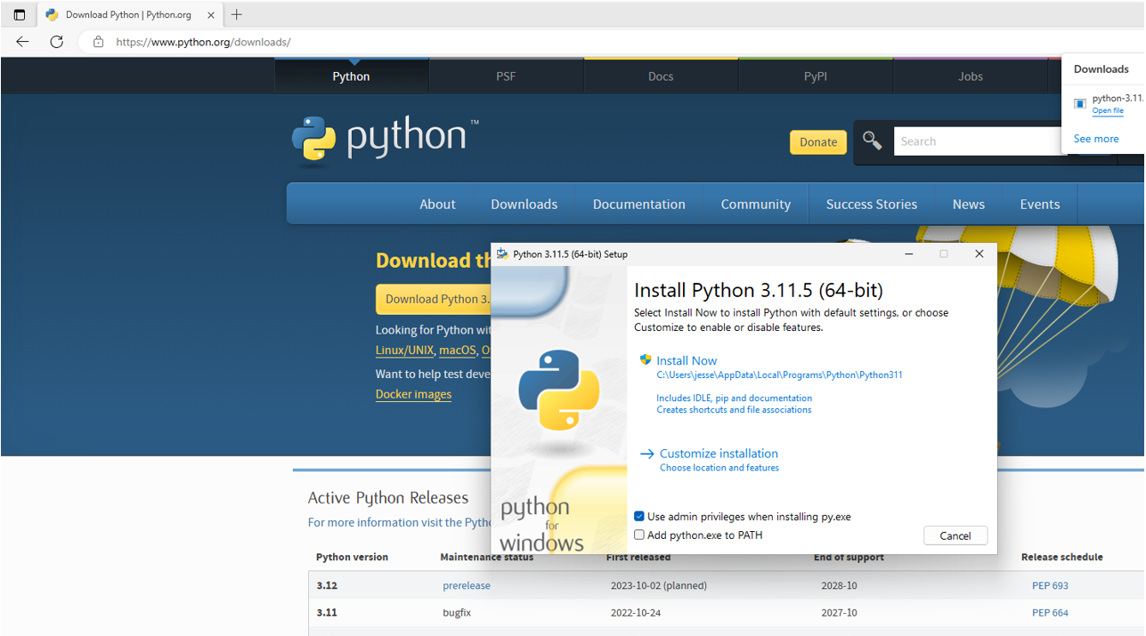 Python installation instructions on personal computer